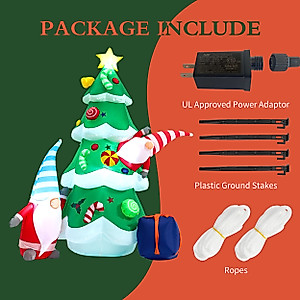 SUNGIFT Christmas Inflatable Tree, 7 FT Giant Lighted Christmas Blow Up Santa Claus with Gift Box for Indoor Outdoor Yard Garden Xmas Inflatables Party Decorations