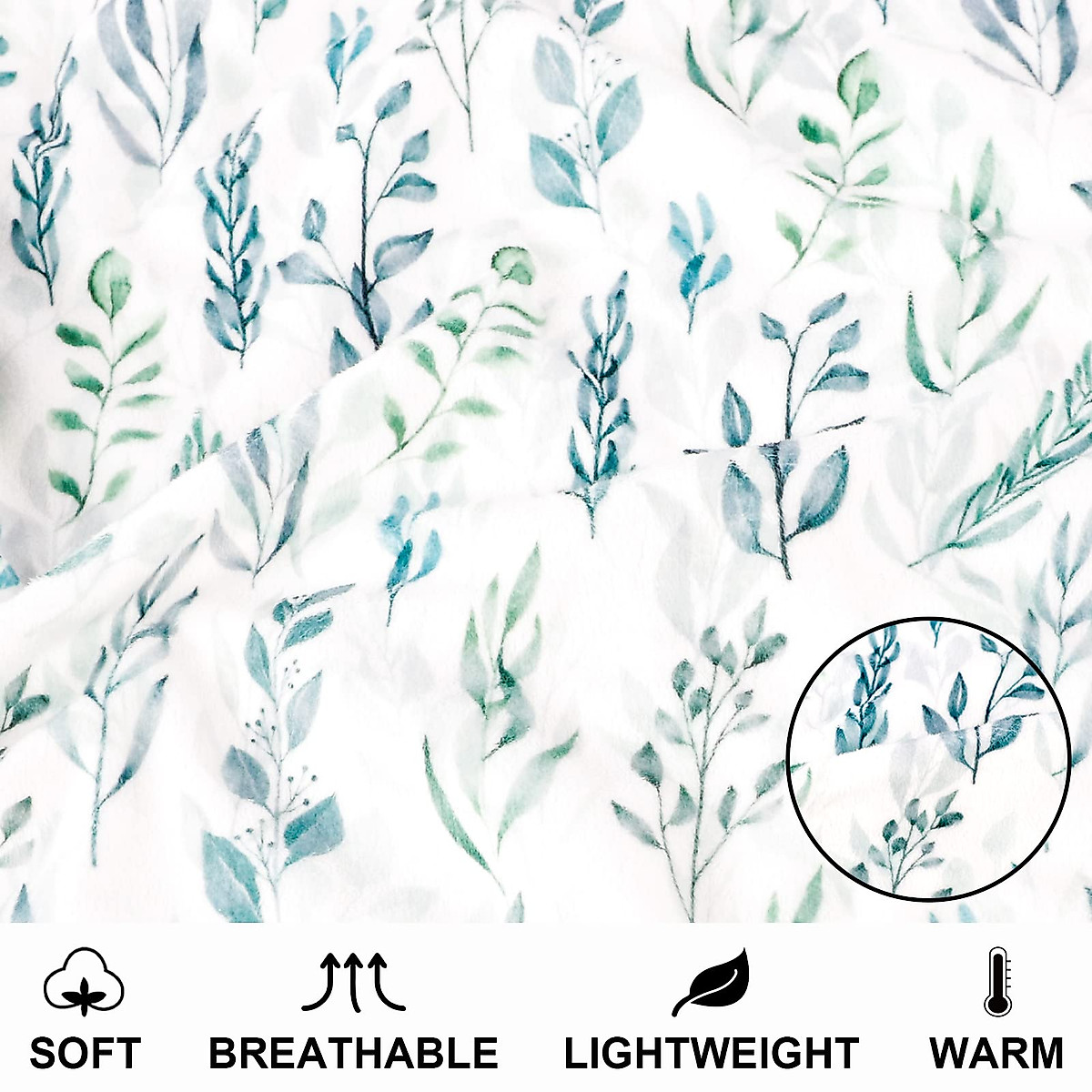 Baby Blanket Green Leaf, Soft Warm Baby Blanket for Girl and Boy, Toddler Baby Newborn Plush Dot Security Blanket for Nursery Stroller Infant Crib Blanket Unisex (40×30 in)