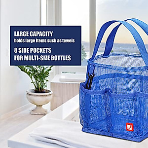 Jovilife Hanging Mesh Shower Caddy tote portable,Toiletry tote college shower caddy tote, 8 Pouch 7 INCH, Shower Caddy Dorm tote, caddy mens,Travel Shower Caddy, toiletry oragnizer (Blue)