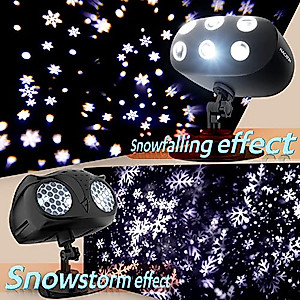 Christmas Snowfall LED Projector Lights - NACATIN 2022 Upgrade Christmas Snow Light,Snow Falling Projector Lamp Dynamic Snow Effect Spotlight for Xmas,Garden,Party,Holiday Landscape Decorative