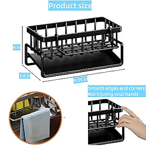 VILCEN Sponge Holder for Kitchen Sink, Kitchen Sink Caddy Rustproof 304 Stainless Steel Dish Sponge Organizer with Detachable Dishcloth Rack Bathroom Organizer Dish Soap Dispenser Brush Holder Storage