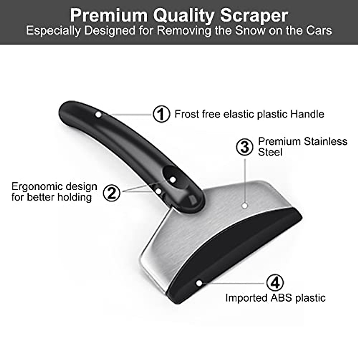 LATTCURE Ice Scraper with Glove, Glove Snow Scraper Windshield Scraper Mitt Car Scraper Mitt, Snow Scrapers for Cars with Waterproof Glove Lined of Thick Fleece Snow Removal Supplies