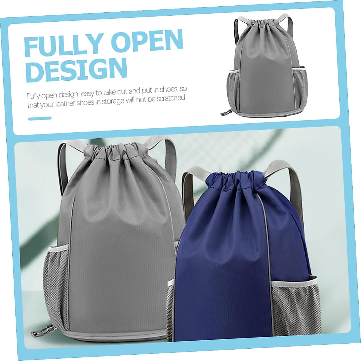 VALICLUD 4pcs Travel Bag Basketball Bag Nylon Gym Backpack Drawstring Bag with Water Bottle Holder Sports Backpack Gym Bag for Men Shoes Organizer Nylon Backpack Fitness Strap High Capacity