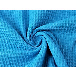 Minerva Crafts Waffle Cotton Fabric Aqua - per Yard