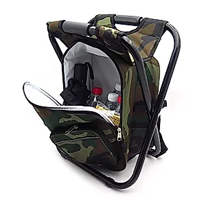 HTTMT - Foldable Outdoor Multi-Function Fishing Backpack Beach Chair Stool w/Cooler Bag [Item Number: ET-Seat001]