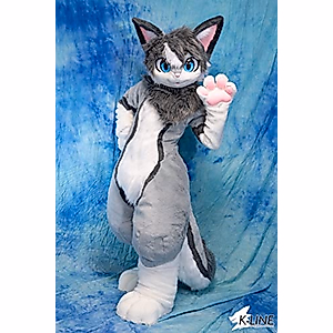 FurryWu Studio Japan Kemono Kawaii Grey Cat Fursuit Teen Costumes Caribou Full Furry Suit Fursona Kigurumi Digitigrade Anime Custom Note pls