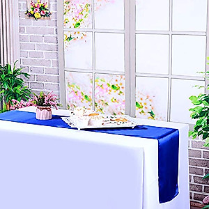 LGHome Pack of 10 Wedding 12 x 108 inch Satin Table Runner for Wedding Banquet Decoration- Royal Blue
