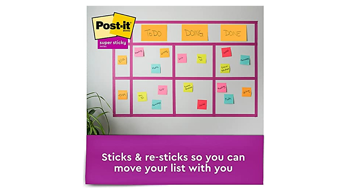 Post-it Super Sticky Notes 8x6 Bright Colors | 2X Sticking Power