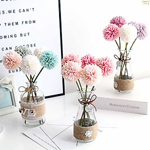 RUJIU 12 pcs Artificial Chrysanthemum Ball Flowers, Bride Wedding Bouquet Stem Plastic Hydrangea Silk Flower for Wedding Centerpieces Arrangements Party Home Table Flowers Garden Decor (Light Purple)