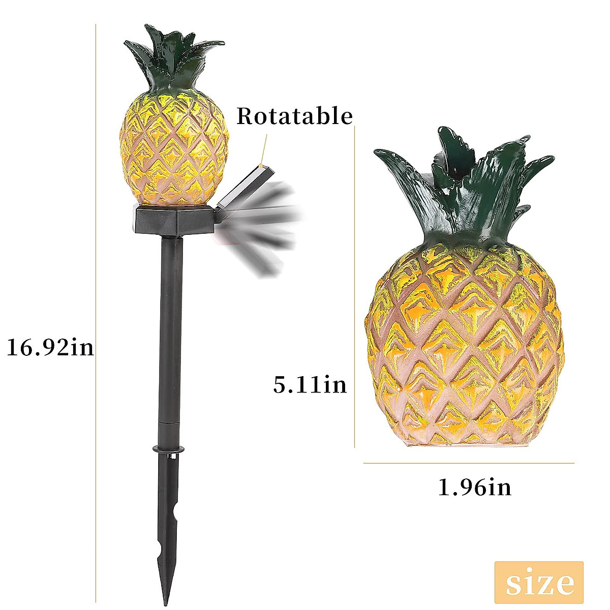 Garden Decor Solar Stake Lights,2 Pack Pineapple Stake Waterproof Landscape Lights,for Villa Garden Yard Lawn Patio House Park Garden Yard Pathway Outdoor Decor