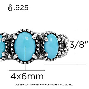 American West Jewelry Sterling Silver Blue Turquoise 3-Stone Ring, Size 8