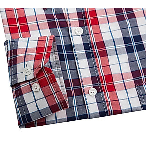 Double Pump Mens Button Down Long Sleeve Shirts Regular Fit Dress Shirts Business Casual Plaid Shirts-(18TC02-XL)