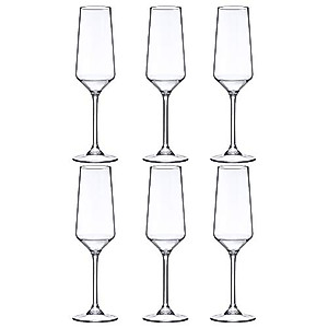 Amazing Abby - Stella - 8-Ounce Unbreakable Tritan Champagne Flutes (Set of 6), Plastic Wine Glasses, Reusable, BPA-Free, Dishwasher-Safe, Perfect for Poolside, Outdoors, Camping, and More