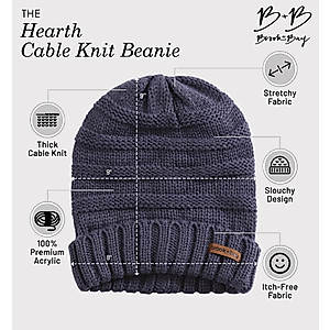 Brook + Bay Slouchy Beanie - Women's Winter Hats, Beanie Slouch Hats for Cold Weather, Oversized Beanie Knitted Hats for Women & Men Dark Gray