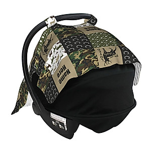 Personalized Baby Name Car Seat Covers for Babies, Custom Carseat Canopy, Peekaboo Opening Minky Dot Nursing Breastfeeding Cover Infant Canopies for Baby Boys Girls Newborn (Woodland Moose and Bear)