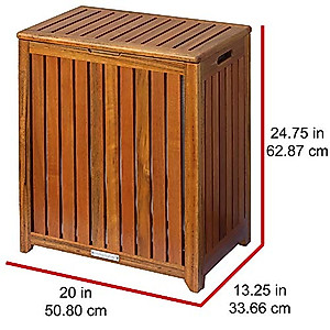 Oceanstar Solid Wood Spa Laundry Hamper 24.75 in high x 20 in Wide x 13.25 in deep, Brown