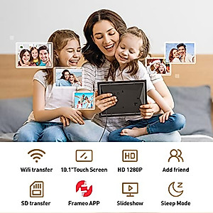 Secura Home WiFi Digital Picture Frame 10.1 Inch IPS HD Touch Screen Smart Cloud Photo Frame with 32GB Storage, Auto-Rotate, Wall-mountable, Share Photos and Videos via Frameo App from Anywhere