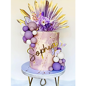 JeVenis Purple Cake Topper Boho Cake Decorations Cake Flowers Decorations Floral Cake Topper for Baby Shower Wedding Bridal Birthday Party Supplies