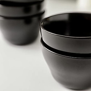 Selamica Ceramic Small Bowls Dessert Bowls 8oz Bouillon Cups for Dessert Soup Dipping Sauce Coffee Cupping Microwave and Dishwasher Safe - Set of 6(Black)