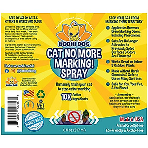 Bodhi Dog Cat No More Marking! Spray | Deters Cats from Urine Marking Indoors & Outdoors | Removes Urine Marking Odors | Safe for Indoor & Outdoor Use | Made in USA 8oz