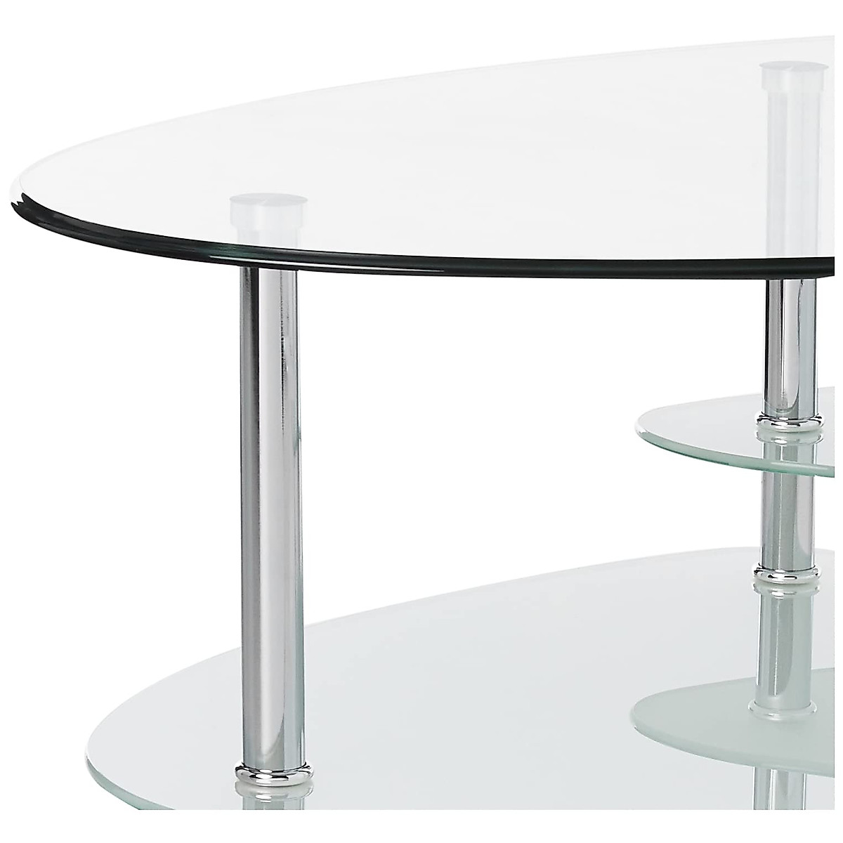 Walker Edison Modern Glass Coffee Table Living Room Accent Ottoman Storage Shelf, 37 Inch, Glass