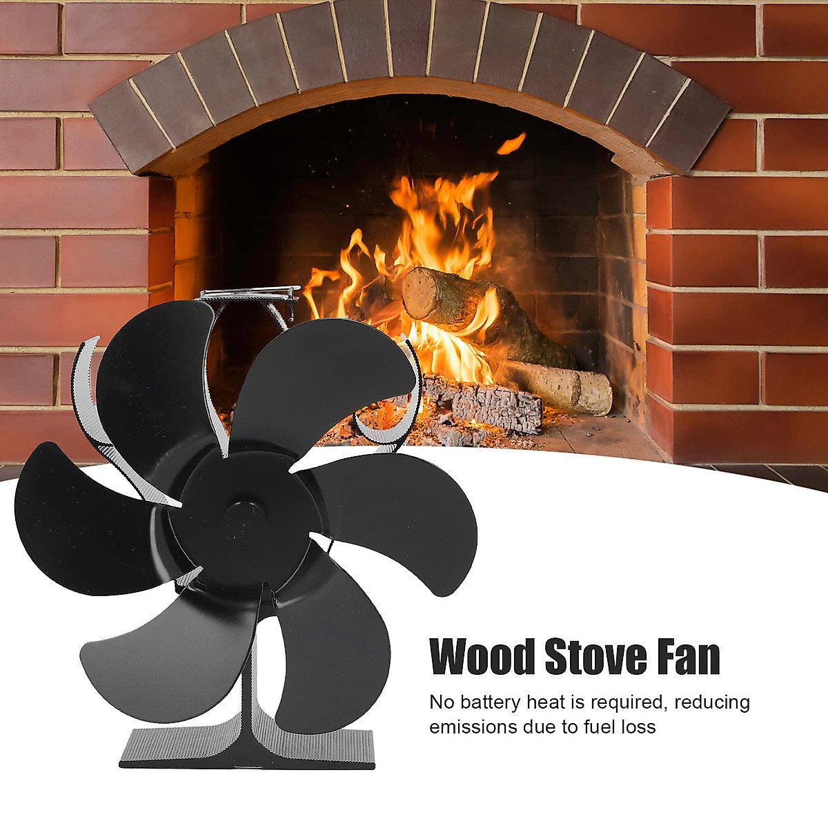Nachukan High-Temperature Resistance 6-Blade Wood Stove Fan - Heat Powered Fireplace Fan for Wood Burning Stoves - Self-Starting - Diameter 152mm