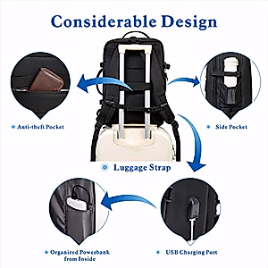 Yostorrie Large Travel Backpack for Men Women, 40L Airline Approved Carry on Backpack as Personal Item Size, Expandable Suitcase Backpack with Shoe Compartment, Waterproof Business Bag for 17in Laptop