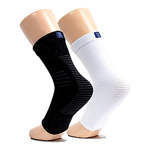 NanoSocks Compression Socks for Women & Men (1 Pair) - BEST Ankle Brace Support Sleeve for Neuropathy, Plantar Fasciitis, Diabetic Foot Nerve Pain Relief - Toeless (Medium, Black)