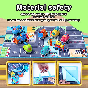 XQW Baby Toy Inertia Cars for Toddlers 1-3, 8 Pcs Push and Go Car Toys with Storage Bag, Kids Toys Car for Girls Boys,Educational Toys for 1 2 3 4 5 Year Old Boys Girls, Gift for Toddlers