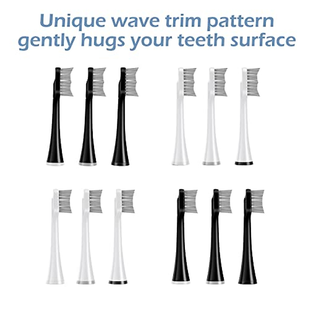 Flossing Toothbrush Heads Replacement, 3 Count, Sonic Tooth Brushes and Water Flosser Combo Water-Pick Brush Head… (Compact Size, Black)