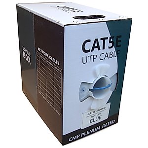Efficient Cables CAT5E Plenum 1000FT Solid 350MHZ 24AWG UTP Bulk Blue CMP Network LAN Cable