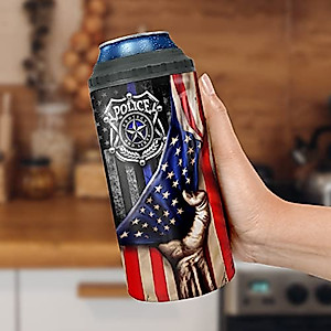 winorax Thin Blue Line Police Nutrition Facts 4-in-1 Tumbler Can Cooler Gifts for Men Police Academy Graduation Cops Officer American Flag