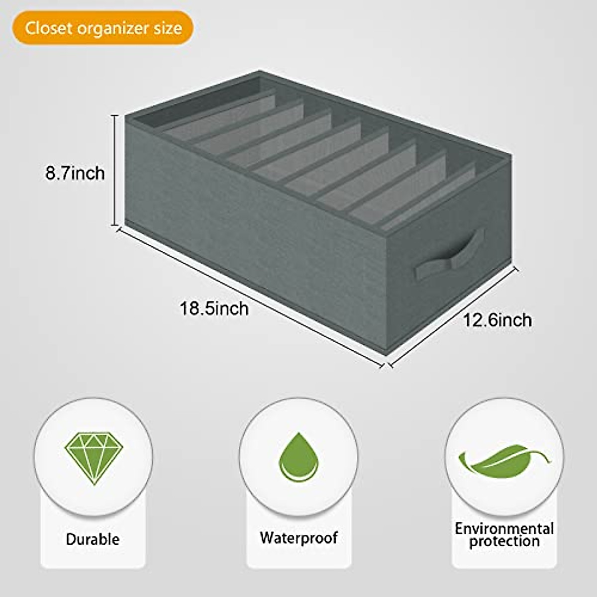 KOMIWOO Wardrobe Clothes Organizer, 9 Grid Clothes Organizer Washable Closet Drawer Storage Organizer for Pants, Jeans and T-Shirt