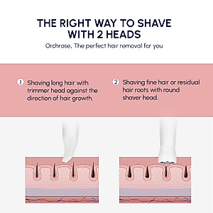 Facial Hair Removal for Women, Bikini Trimmer for Women Pubic Hair, Painless 2 in 1 Hair Remover Rechargeable Body & Face Hair Shaver for Legs, Arms, Armpit, Peach Fuzz on Upper Lip and Chin (White)