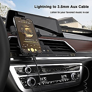 Coiled Aux Cord for iPhone, [Apple MFi Certified] 3.3ft Coiled Lightning to 3.5mm Aux Audio Adapter Cable Compatible with iPhone 14 13 12 11 XS XR X 8 7 6 for Car Home Stereo Headphone Speaker, Black