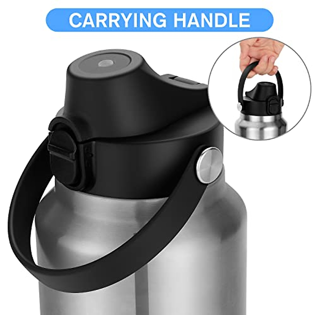 EIPOSAU Spout Lid for YETI Rambler Bottle, BPA Free, Ideal Chug Cap Fits 18 26 36 64 oz Bottles, Replacement Lids with Push Button & Lock