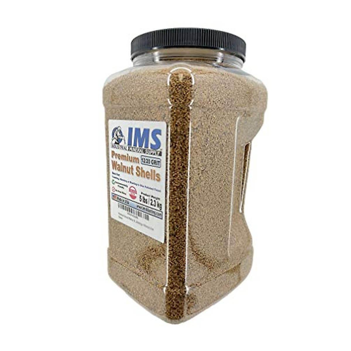 Premium Ground Walnut Shell Media Grit Size 12/20-5 lbs/2.3 kg - Medium Grit Walnut Shells for Tumbling, Blasting or Vibratory Use