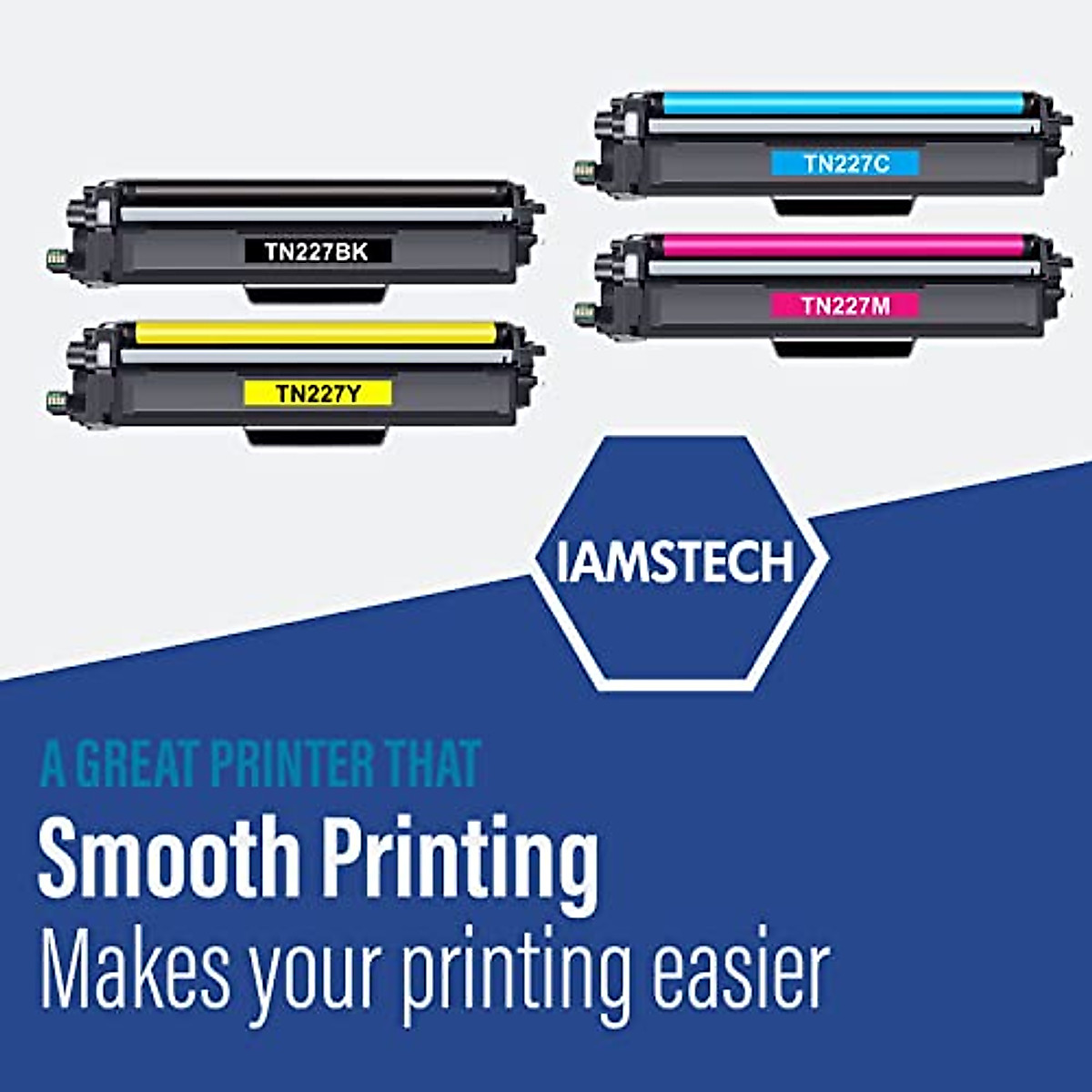iamstech TN227 High Yield Toner Cartridge 4PackBrother TN-227BK/C/M/Y High Yield HL-L3270CDW HL-L3290CDW HL-L3210CW MFC-L3710CW MFC-L3750CDW MFC-L3770CDW HL-L3230CDW Printer Black/Cyan/Yellow/Magenta
