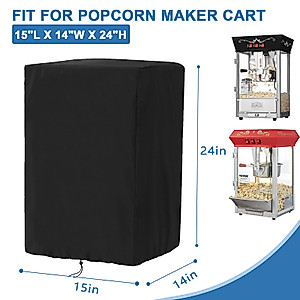 Rilime Popcorn Machine Cover compatible with Great Northern compatible with VEVOR,Waterproof 420D Popcorn Cart Cover,Dustproof Commercial Popcorn Machine Cart Cover with Top Handle 15"L x 14"W x 24"H