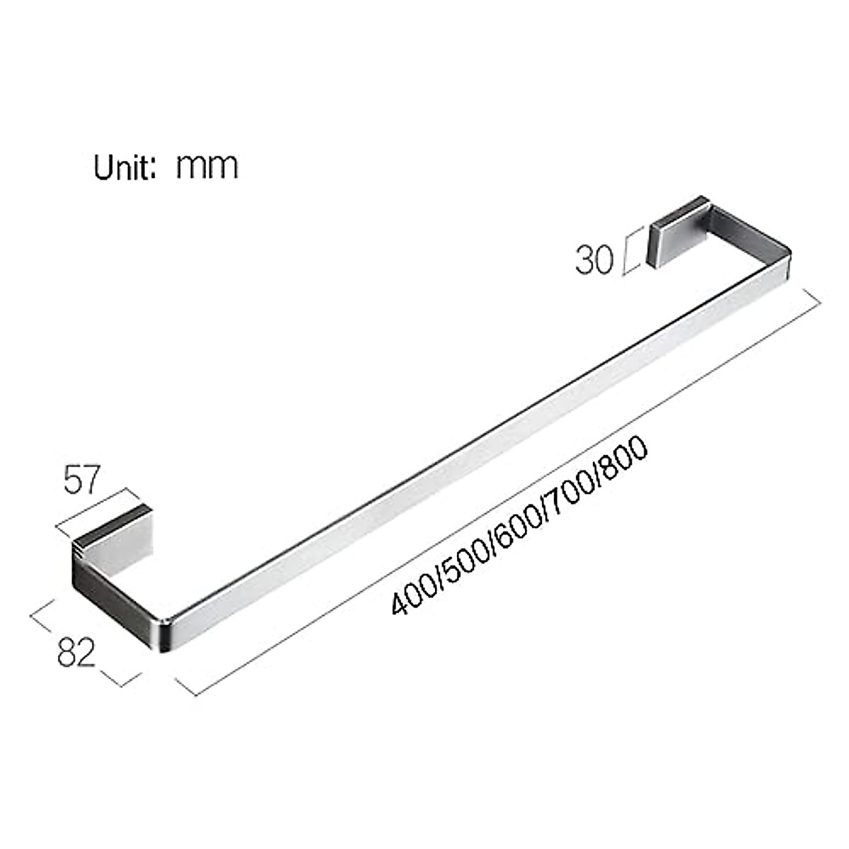 Towel BAR Rack Towel Rack Wall Mounted Tower Holder Single Towel Storage Rack Towel Bars,Towel Rod for Bathroom or Kitchen,Brushed Finish Bathroom Hardware/50Cm (Size : 80Cm)