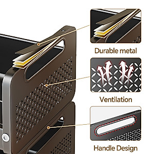 5 Tier Rolling Cart, Stackable Metal Kitchen Storage Cart with Wheels, Black