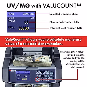 Cassida 6600 UV/MG – USA Business Grade Money Counter with UV/MG/IR Counterfeit Detection – Top Loading Bill Counting Machine w/ ValuCount™, Add and Batch Modes – Fast Counting Speed 1,400 Notes/Min