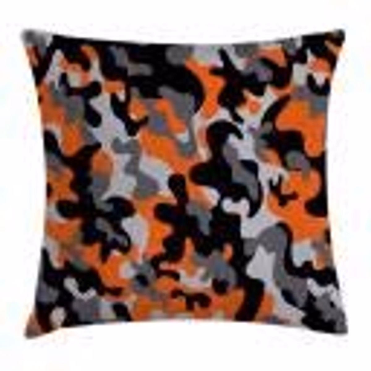 FGHSFRT Camo Throw Pillow Cushion Cover, Vibrant Camouflage Lattice Like Service Theme Modern Design Print, Decorative Square Accent Pillow Case, 18" X 18", Orange Black