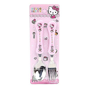 Hello Kitty Stainless Steel Utensil Silverware Spoon and Fork Set