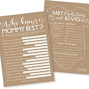 25 Rustic Animal Matching, 25 Nursery Rhyme Game, 25 Who Knows Mommy Best, 25 Baby Prediction And Advice Cards - 4 Double Sided Cards, Baby Shower Party Supplies