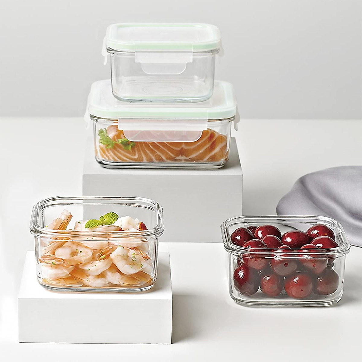 Square Tempered Glass Food Container 17-ounce/490ml RP523 - Glasslock Airtight Anti Spill
