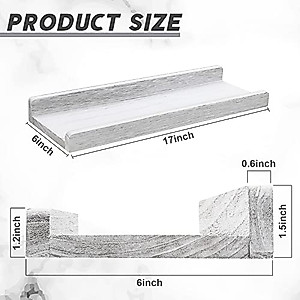 10 Pcs White Floating Shelves Wall Mounted 17 x 6 Inch Rustic Wood Wall Shelves Wooden Floating Shelves Hanging Picture Ledge Shelf for Storage Bathroom Bedroom Nursery Room Kitchen Wall Decor