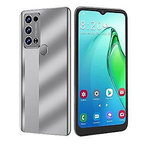 LANTRO JS Mobile Phone for Android 12, 6.5in 5G Network, 6GB RAM, 128GB ROM, Fingerprint & Face Unlock, Grey (EU Plug), Compatible with Smartphones