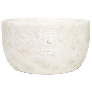 SHASH Marble Shaving Bowl, White - Lather Mug with Interior Grooves Builds a Rich, Foamy Froth - Retains Heat for a Close, Comfortable Shave - Compact, Sophisticated Design (White)