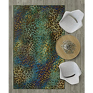 Brumlow Mills Addison Animal Print Pattern Area Rug for Living Room, Dining, Kitchen, Bedroom, Doorway, and Contemporary Home Décor, 5' x 8', Leopard Multicolored